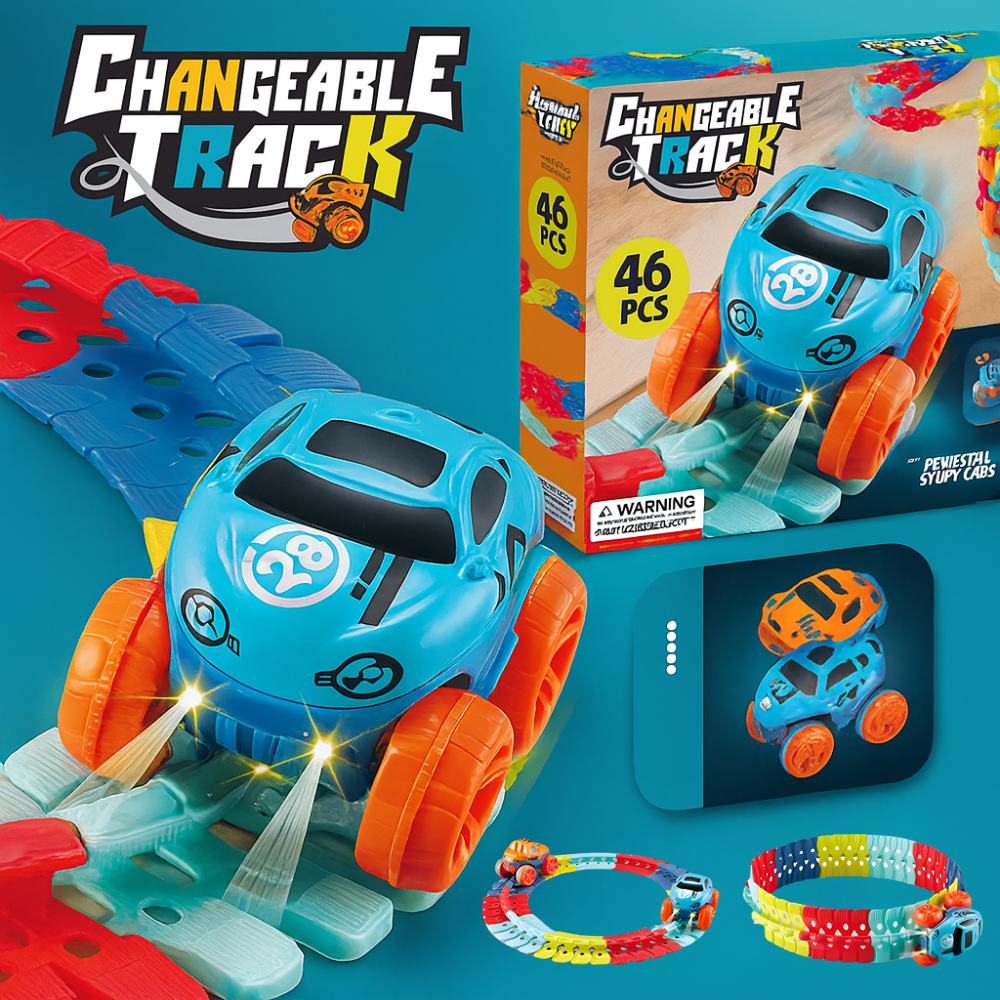 Kids Toys Race Track Car Set Flexible Loop Stunt Racing Game ...